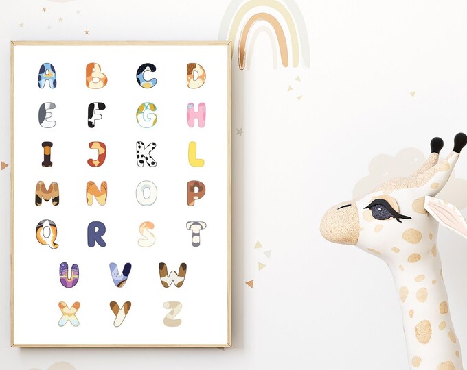 Bluey Alphabet Wall Art for Nursery/classroom Instant Download - Etsy ...