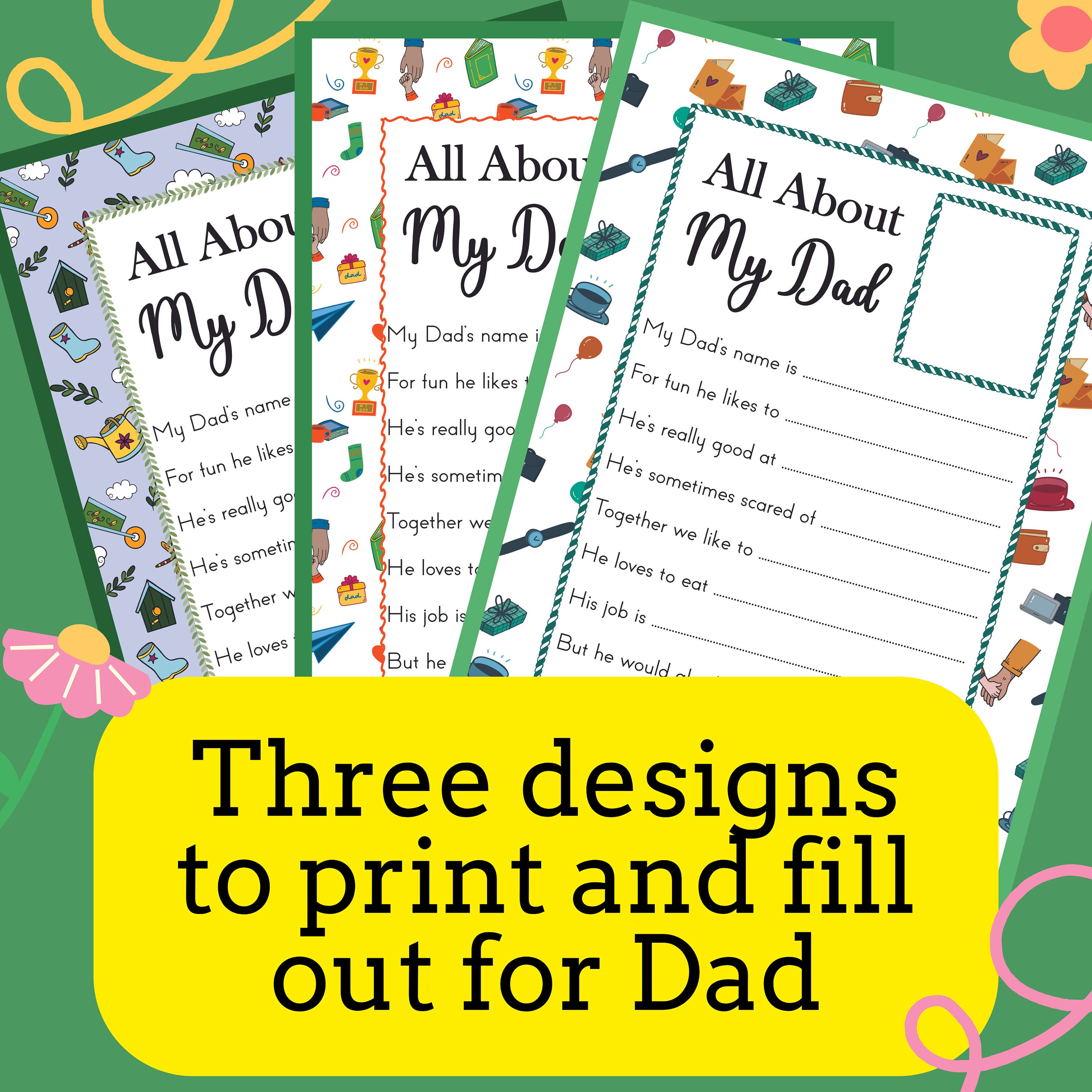All About My Dad Printable Activity Sheet for Father's Day - Etsy