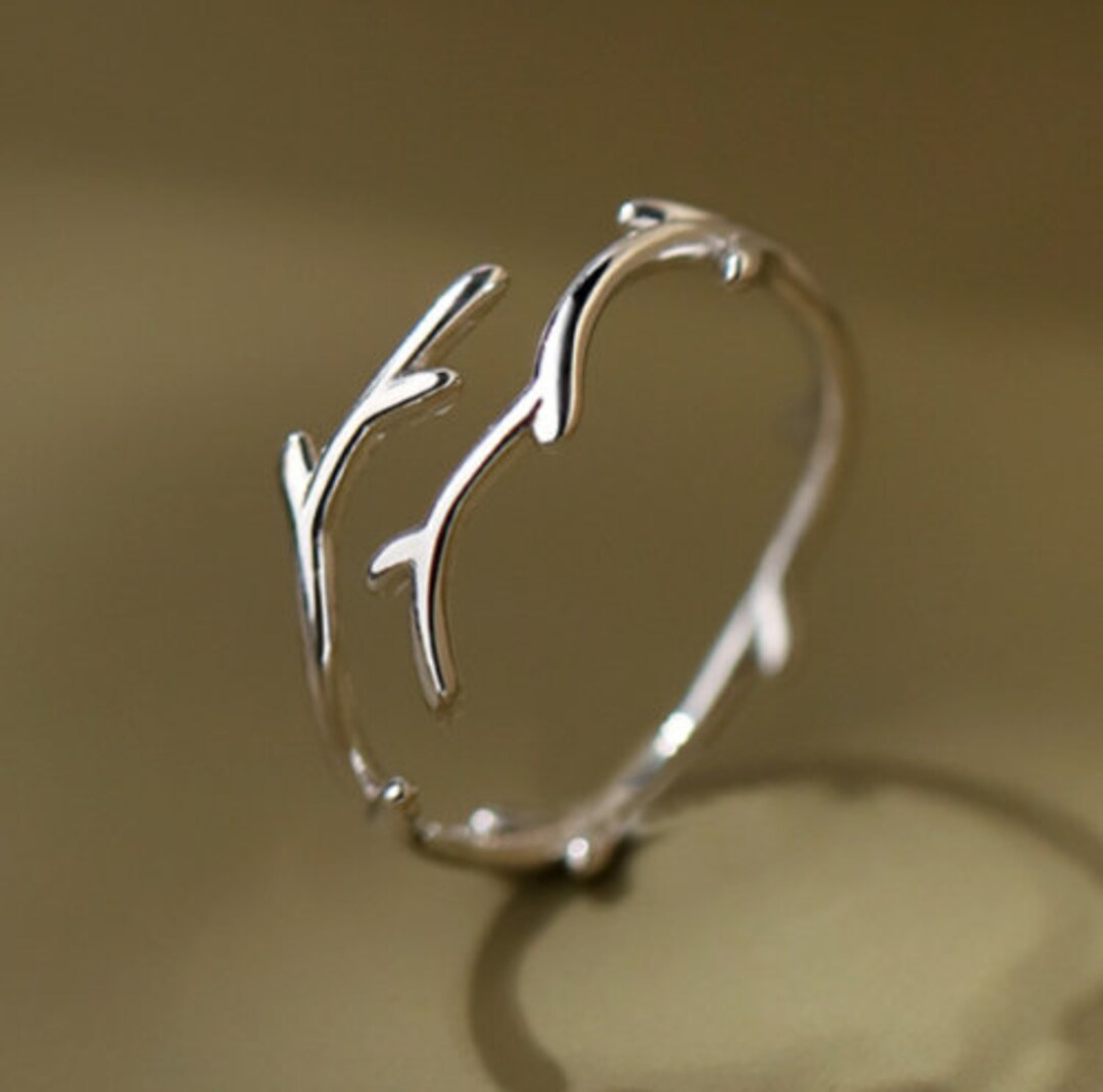 925 Sterling Stylish Silver Adjustable Thumb Ring Deer Stags Horn ...