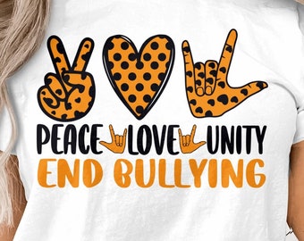 Peace Love Unity SVG PNG Anti-bullying Peacehand Heart - Etsy