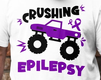 Epilepsy Awareness Monster Truck Svg Png, Crushing Epilepsy Svg, Purple ...
