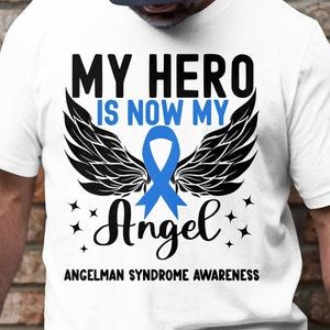 Angelman Syndrome Awareness Svg Png, My Hero is Now My Angel Svg, Blue Ribbon Svg Cricut Png ...