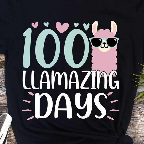 100th Days of School With Llama Svg - Etsy