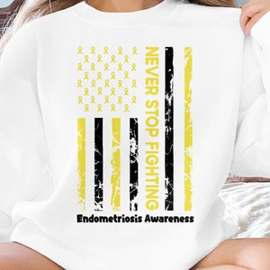 Endometriosis Awareness Svg Png, Never Stop Fighting Svg, Yellow Ribbon ...