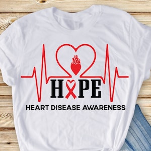 Heart Disease Awareness Svg Png, Heart Disease Ribbon Hope Svg, Red ...