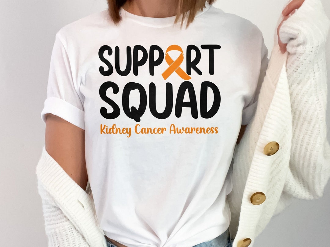 Kidney Cancer Awareness Svg Png, Support Squad Svg, Orange Ribbon Svg ...