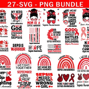 Sepsis Awareness Svg Png Bundle, Bloodstream Infection Septicemia Red ...
