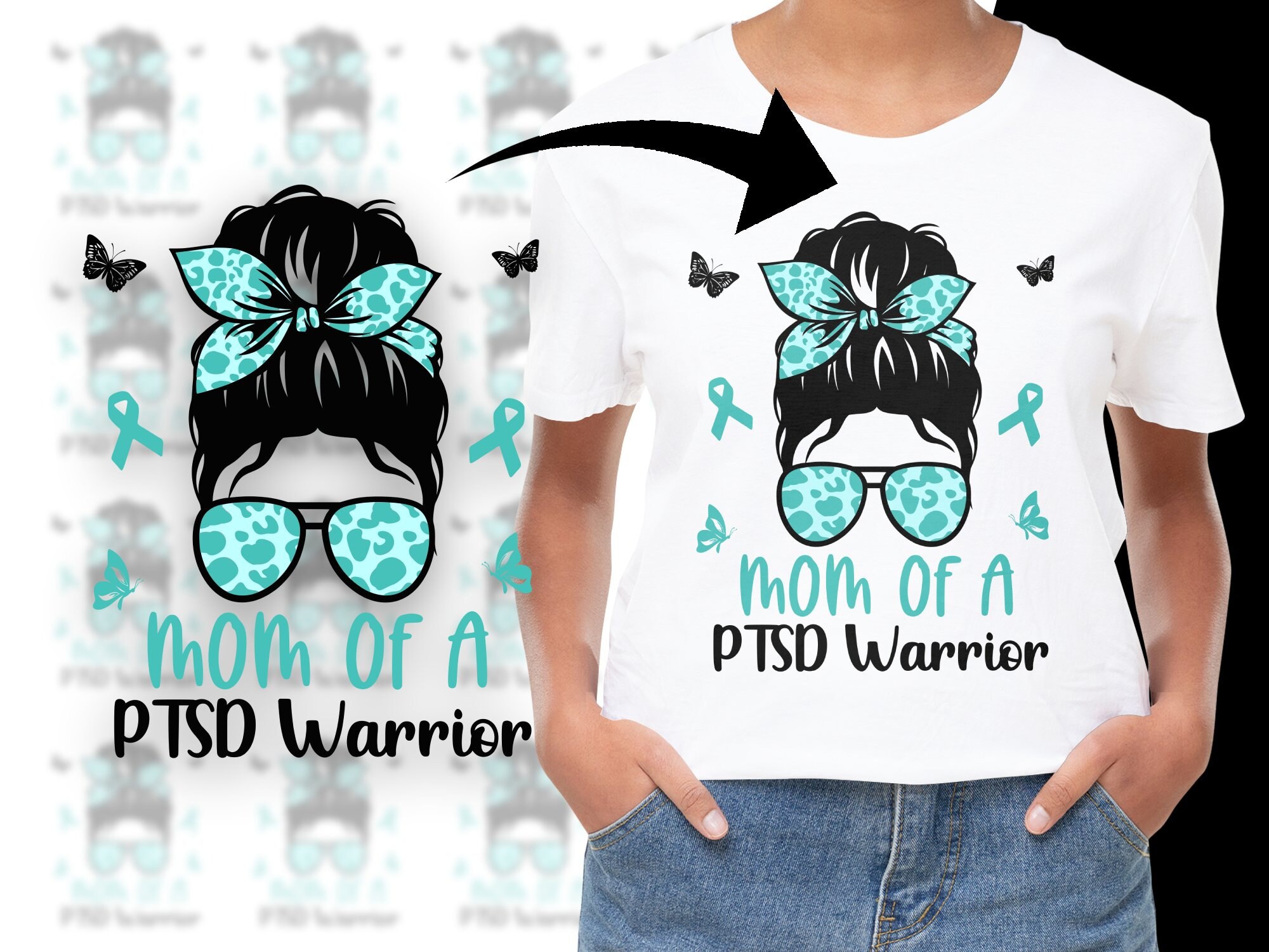 PTSD Awareness Svg Png Mom of a PTSD Warrior Svg Teal Ribbon - Etsy