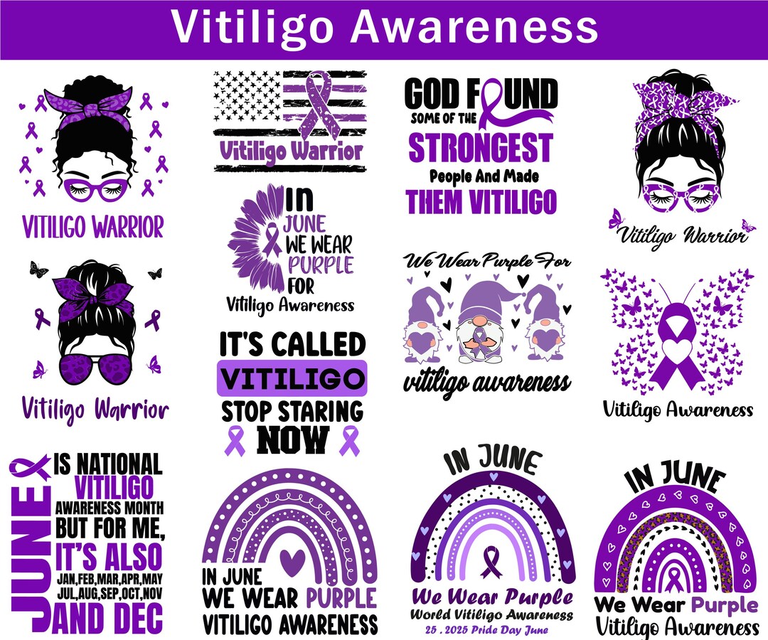 Vitiligo Awareness Svg Png Bundle, Vitiligo Warrior Svg, Purple Ribbon ...