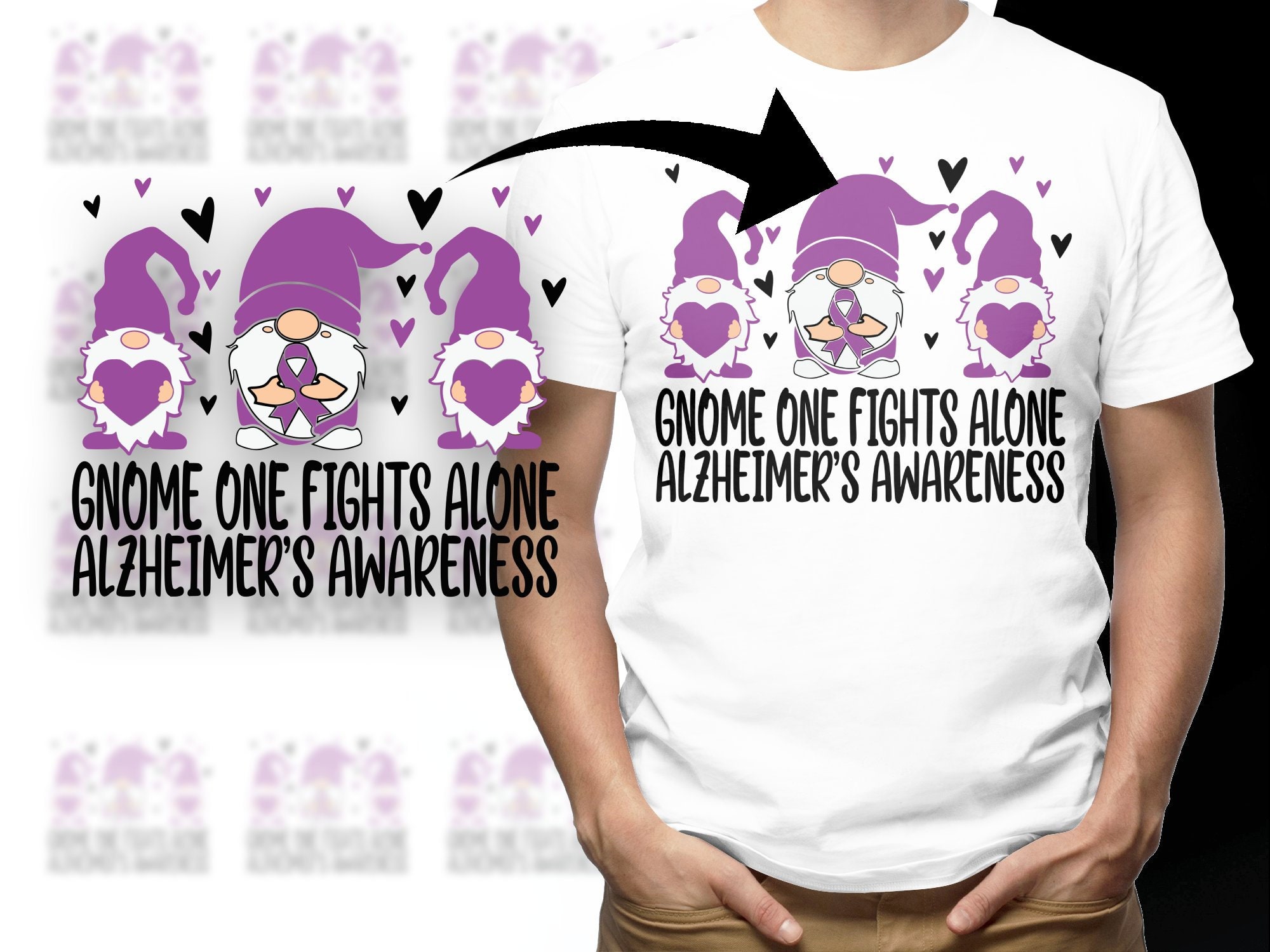 Alzheimer's Awareness Svg Png Gnome One Fights Alone Svg - Etsy