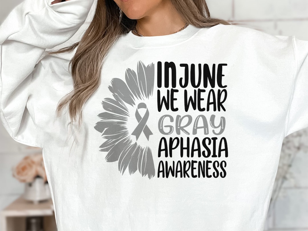Aphasia Awareness Svg Png, in June We Wear Gray Svg, Gray Ribbon Svg ...