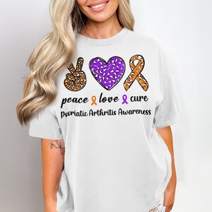 Psoriatic Arthritis Awareness Svg Png, Peace Love Cure Psoriatic ...