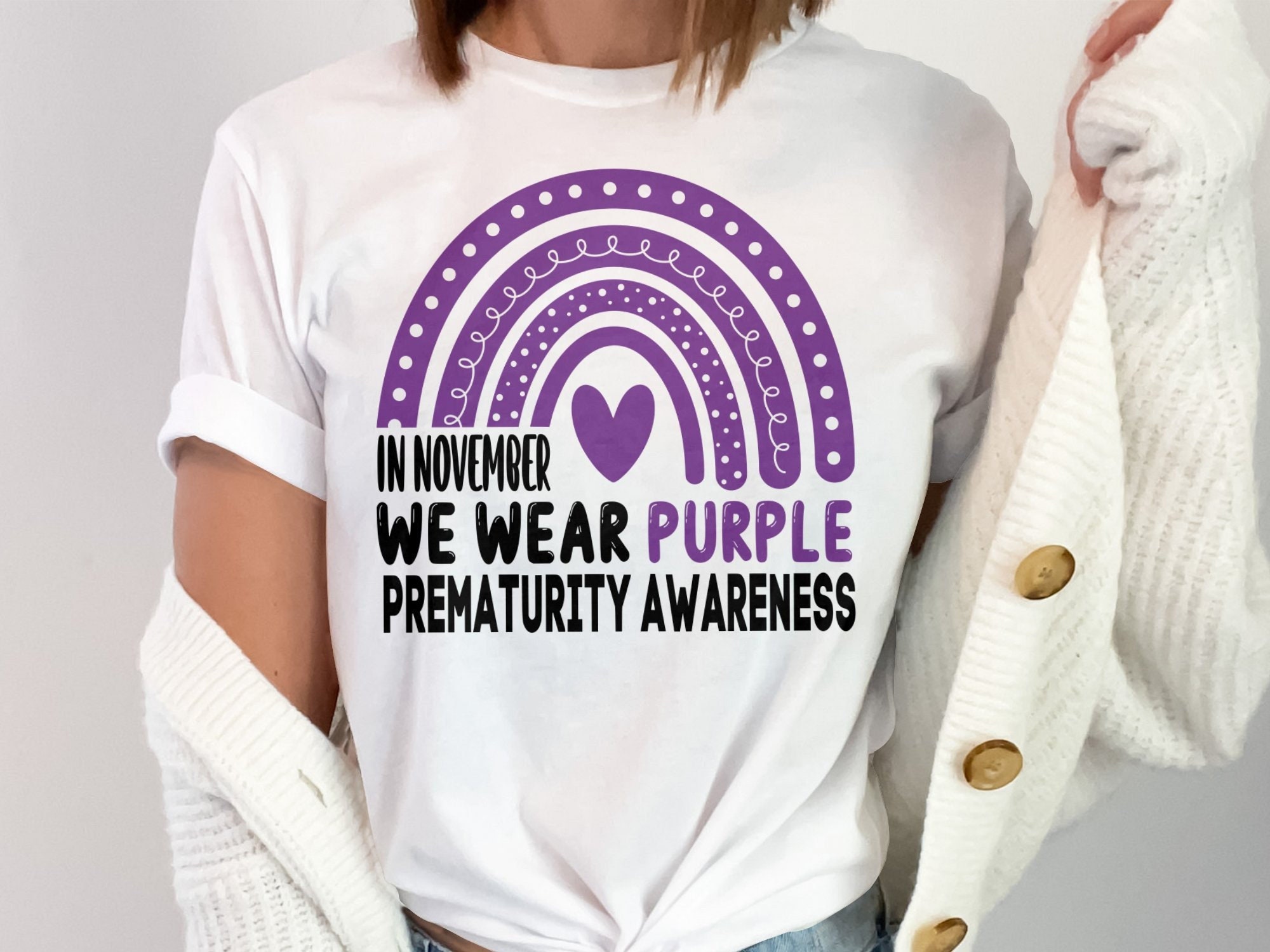 Prematurity Awareness Svg Png, in November We Wear Purple Rainbow Svg ...