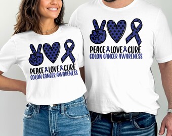 Colon Cancer Awareness Svg Png, Leopard Peace Love Cure Svg, Blue ...