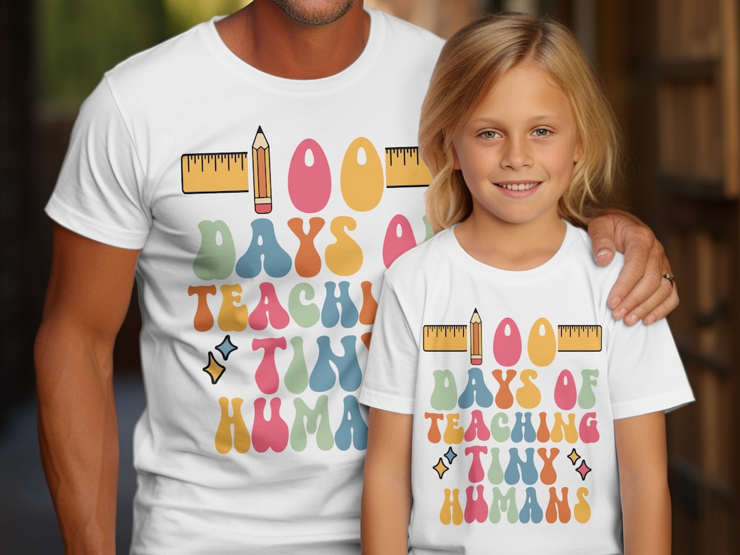 100 Days of Teaching Tiny Humans Svg Png, Retro 100 Days of School Kids ...