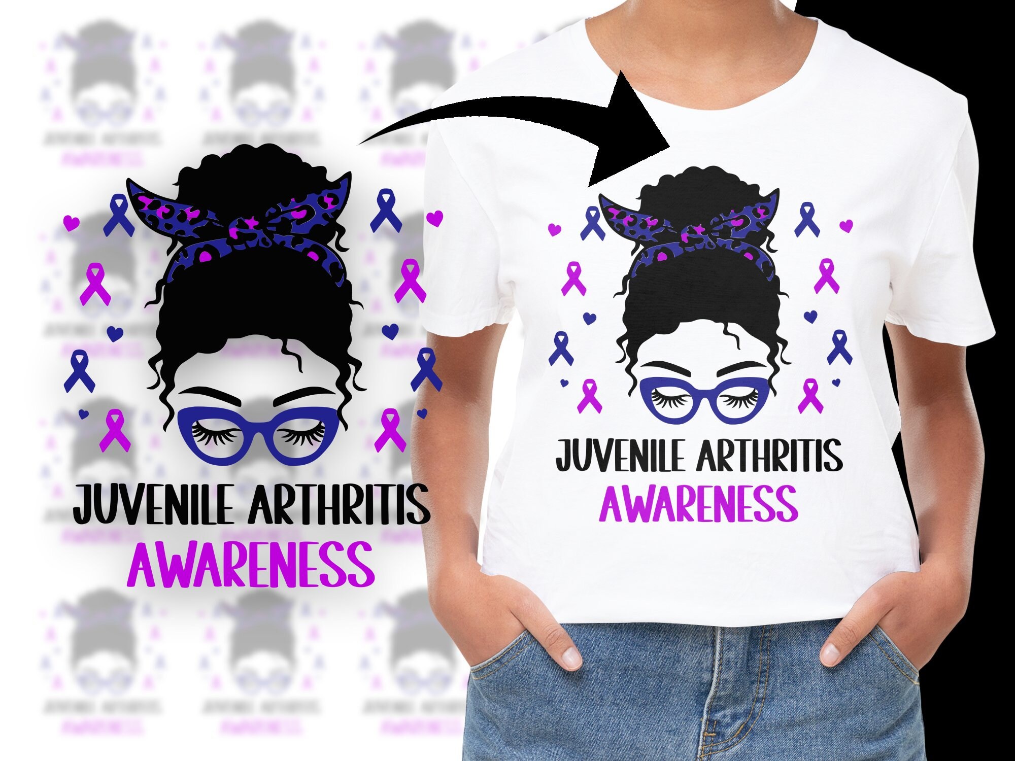 Juvenile Arthritis Awareness Svg Png, Messy Bun Juvenile Arthritis ...