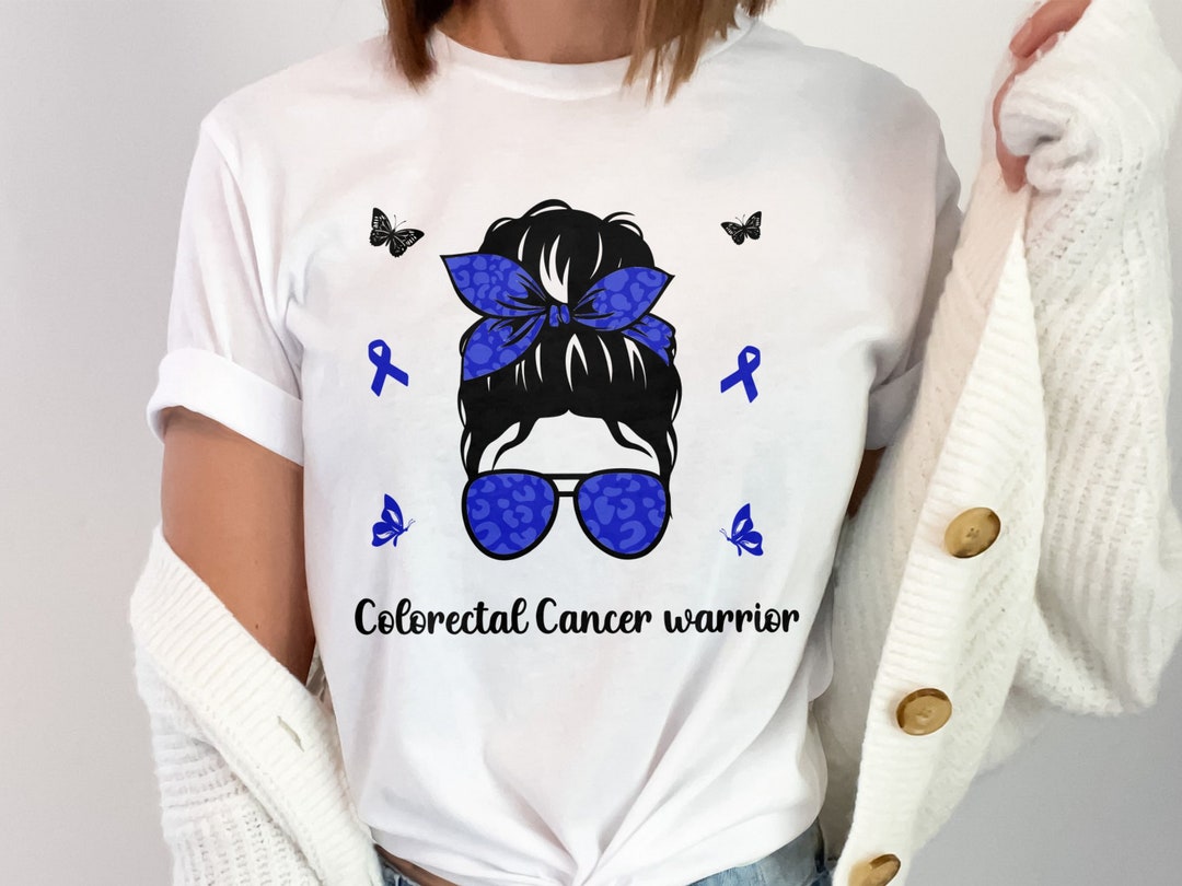 Colorectal Cancer Warrior Messy Bun Svg, Colorectal Cancer Awareness ...