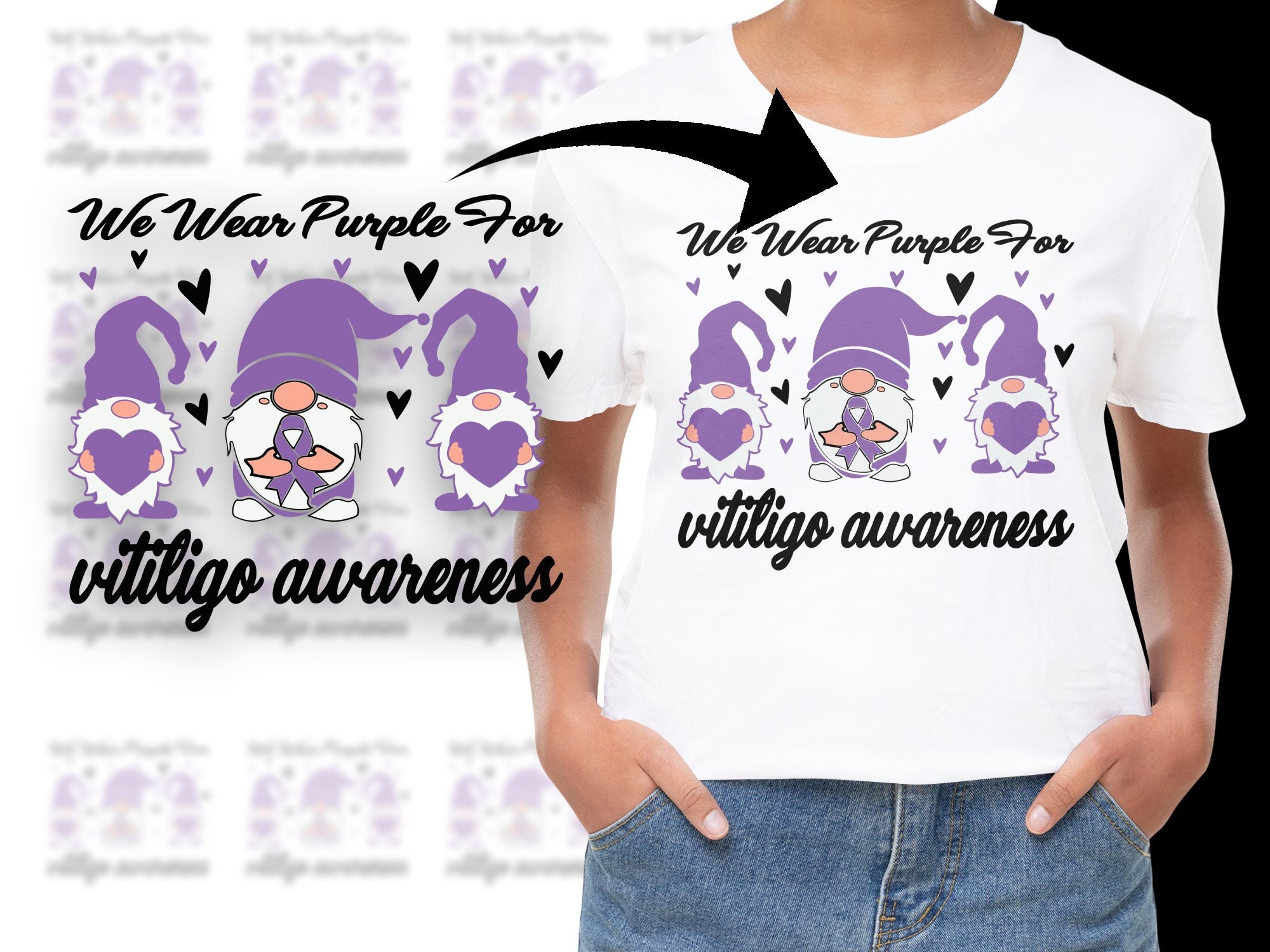 Vitiligo Awareness Svg Png, We Wear Purple Tourette Svg, Purple Ribbon ...