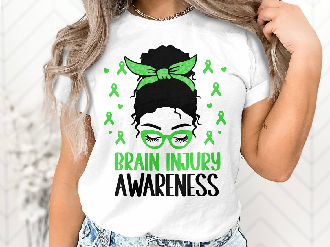 Brain Injury Awareness Svg Png, Brain Injury Awareness Messy Bun Svg ...