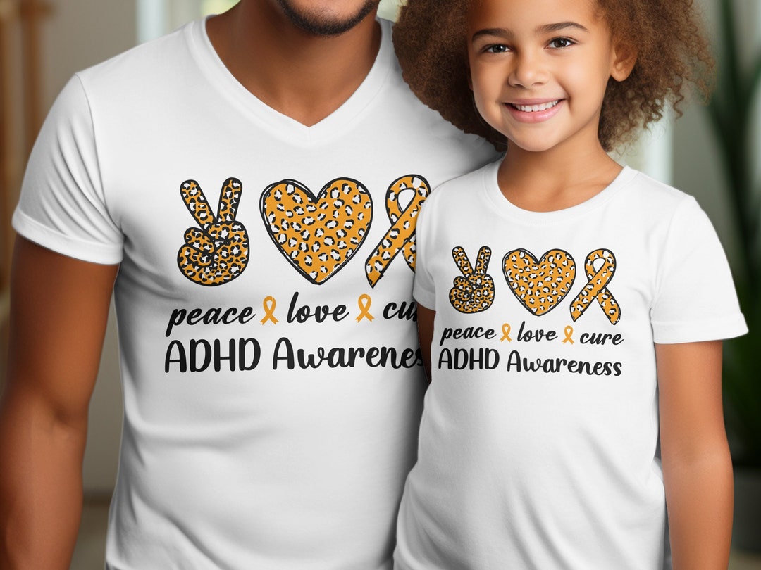 ADHD Awareness Svg Png, Peace Love Cure Svg, Orange Ribbon Svg Cricut ...