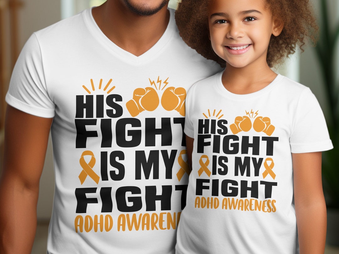 ADHD Awareness Svg Png, His Fight is My Fight Svg, Orange Ribbon Svg ...