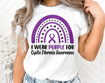 Cystic Fibrosis Awareness Svg Png, I Wear Purple for Cystic Fibrosis Svg, Purple Ribbon Svg, CF ...