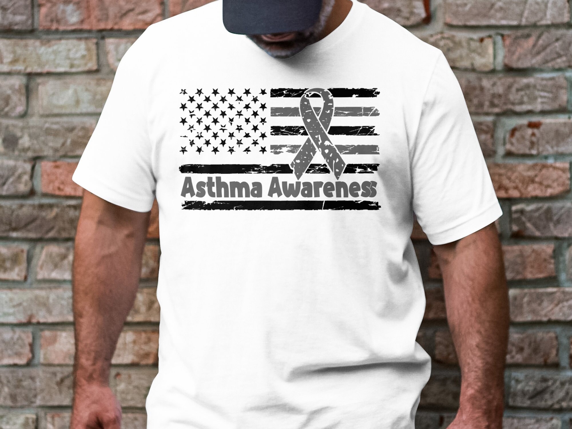 Flag Asthma Awareness Svg Png, Asthma Awareness Svg, Gray Ribbon Svg ...