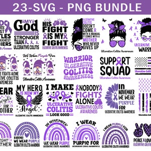Ulcerative Colitis Awareness Svg Png Bundle, Purple Ribbon Svg Cricut ...