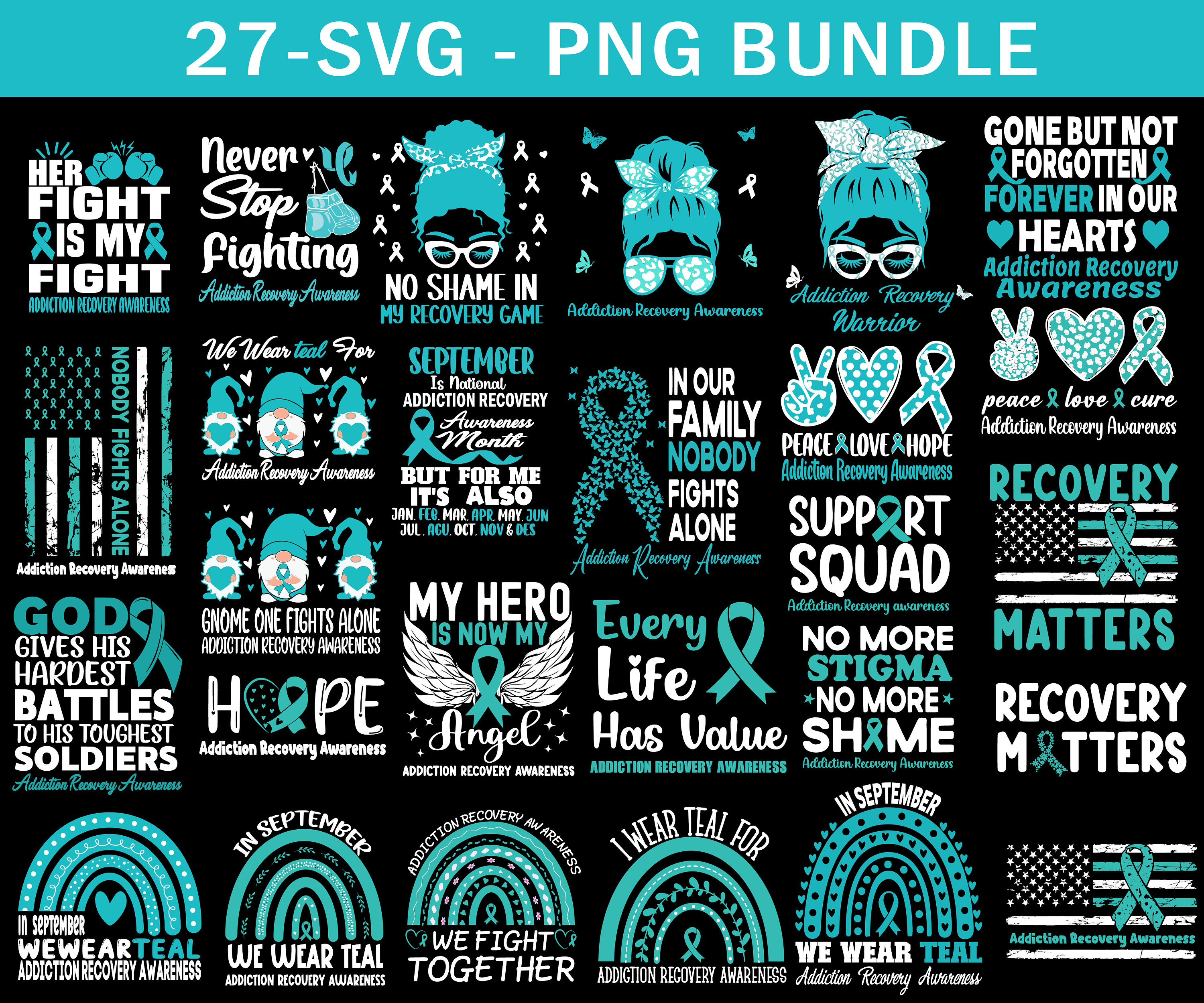 Addiction Recovery Awareness Svg Png Bundle Addiction - Etsy Canada
