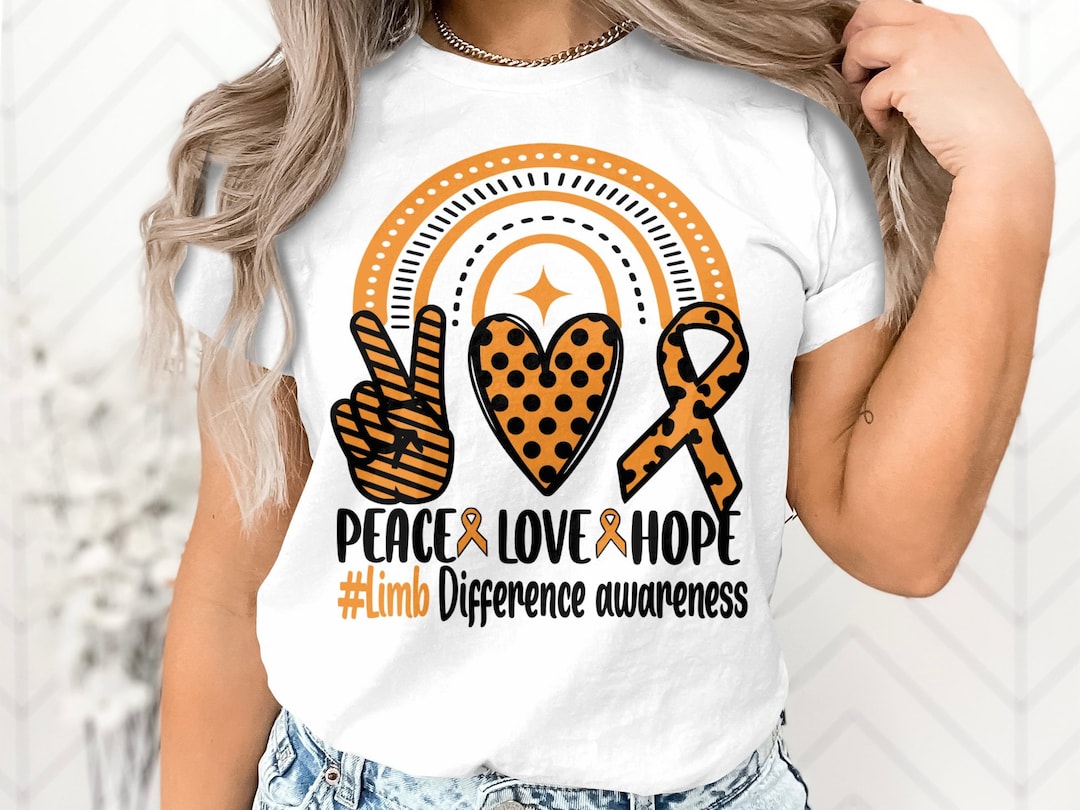 Limb Loss Awareness Svg Png, Peace Love Hope Rainbow Svg, Orange Ribbon ...