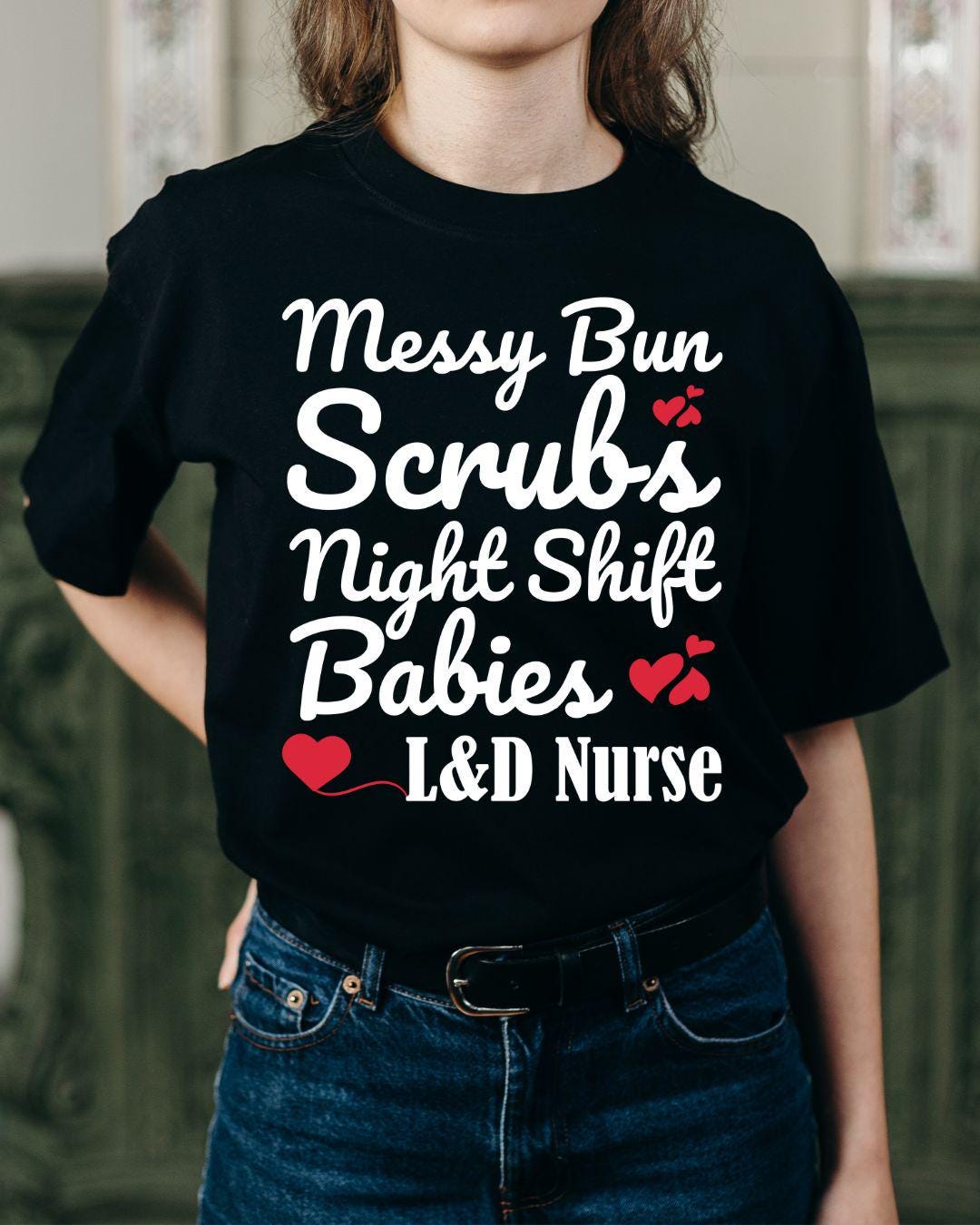 Labor and Delivery Nurse Svg Png, Messy Bun Scrubs Night Shift Babies L ...