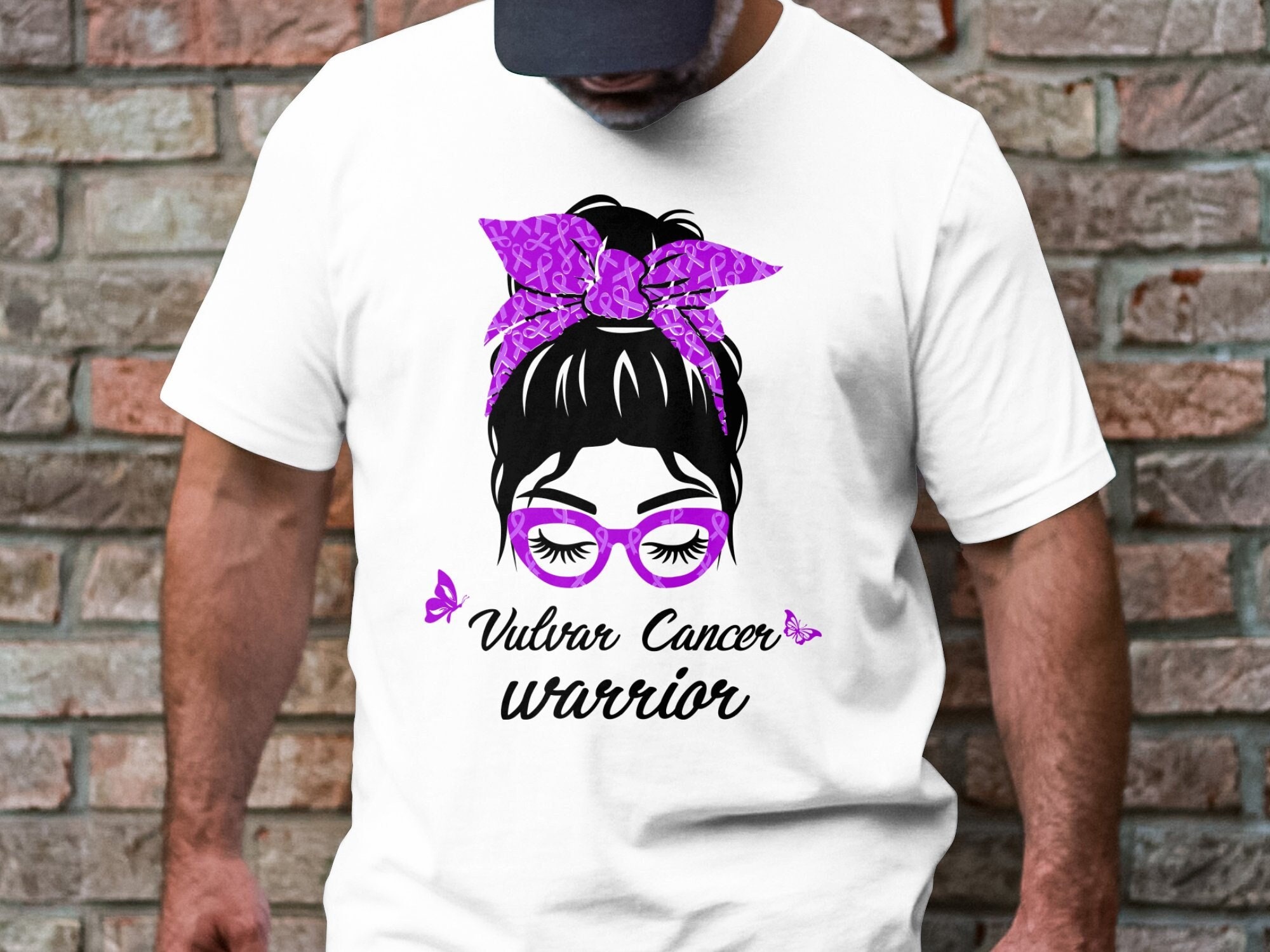 Conciencia del cáncer de vulva Svg Png moño desordenado - Etsy México