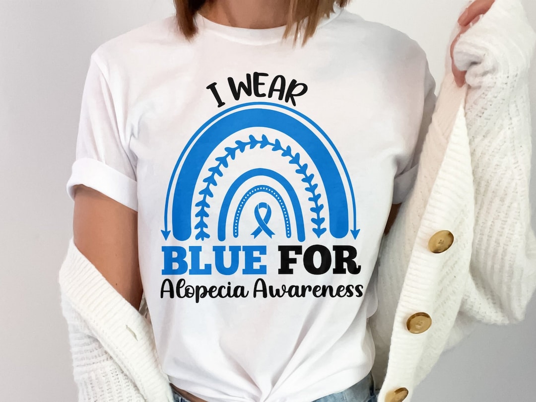I Wear Blue Rainbow Png, Alopecia Awareness Svg Png, Blue Ribbon Svg ...
