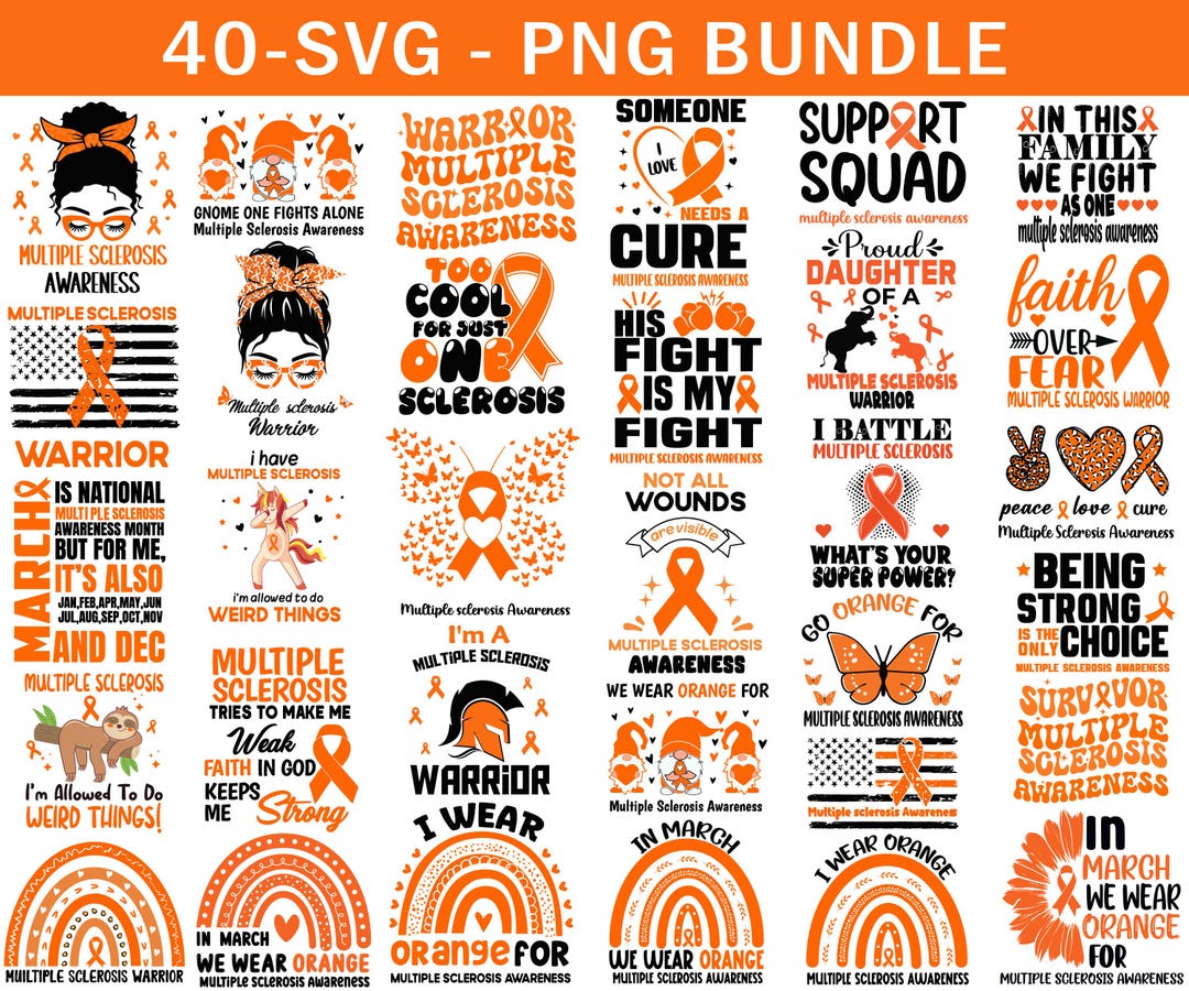 Multiple Sclerosis Awareness Svg Png Bundle, Multiple Sclerosis Warrior ...
