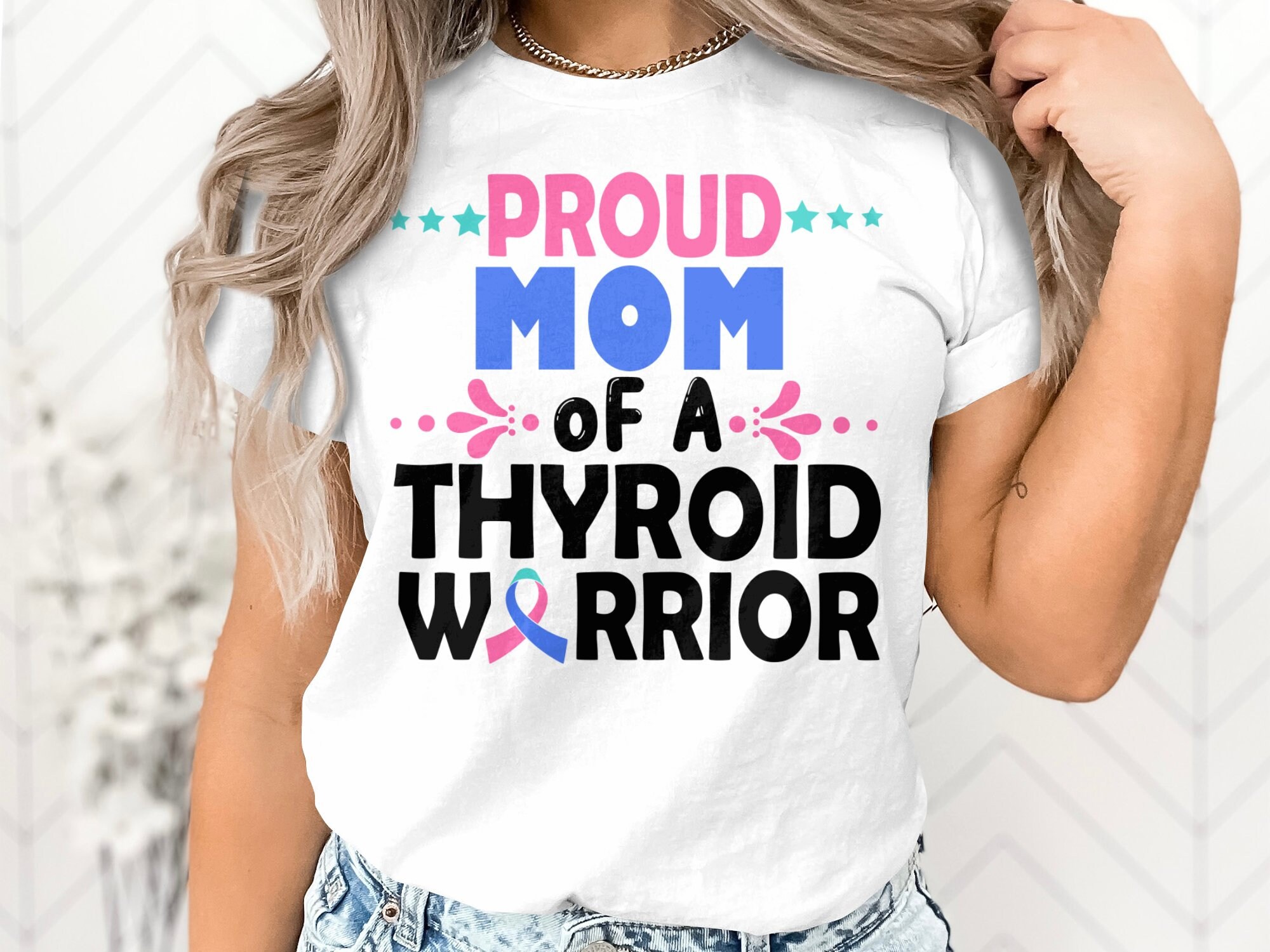 Thyroid Cancer Awareness Svg Png, Proud Mom of a Thyroid Warrior Svg ...