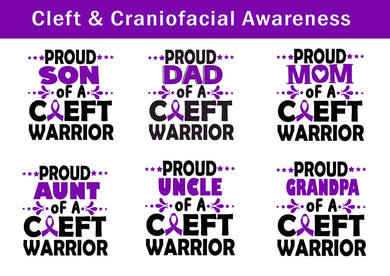 Cleft Craniofacial Awareness Svg Png Bundle, Purple Ribbon Svg, Cleft ...