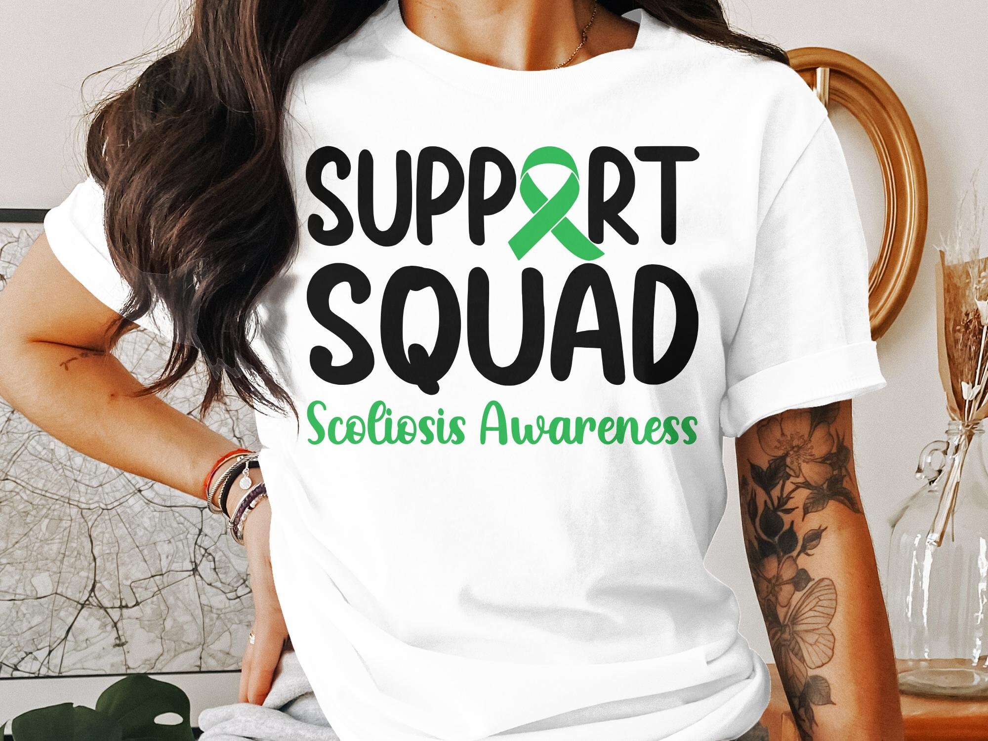 Scoliosis Awareness Svg Png Support Squad Svg Green Ribbon - Etsy