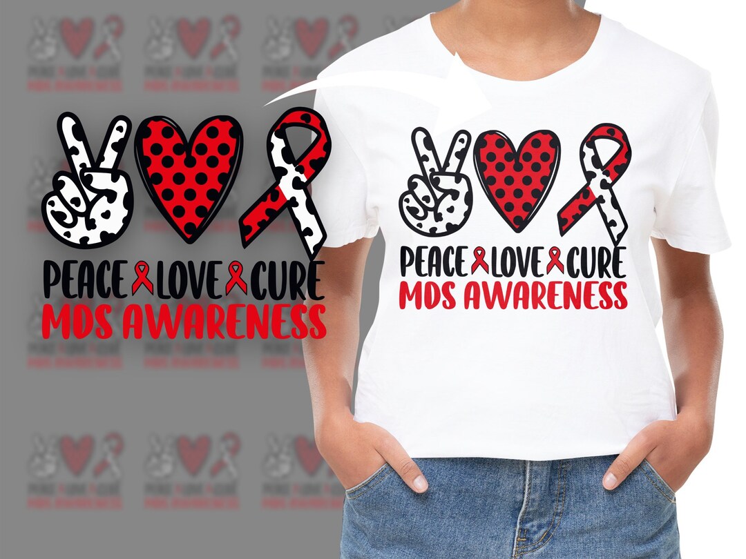 Myelodysplastic Syndrome Awareness Svg Png, Peace Love Cure Svg, MDS ...