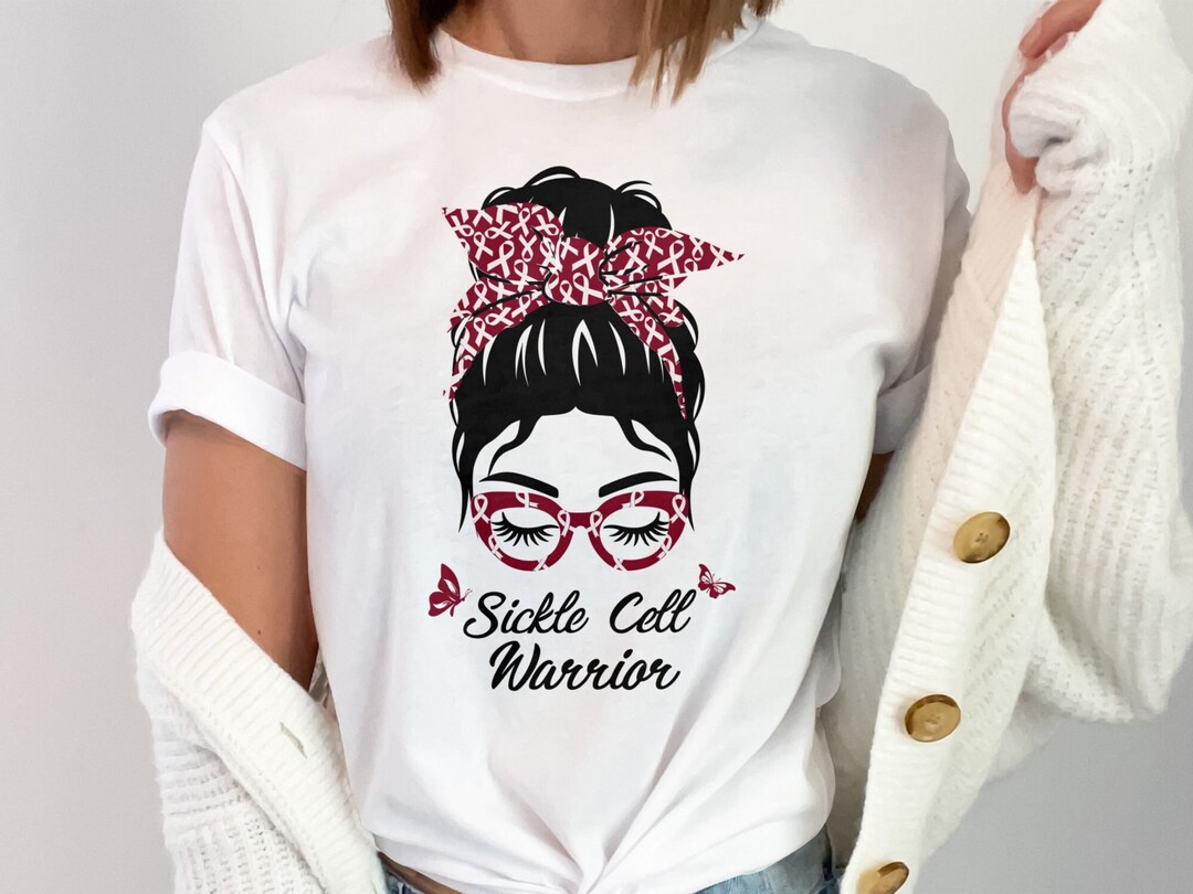 Sickle Cell Awareness Svg Png, Sickle Cell Warrior Messy Bun Svg ...