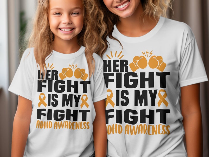 Conciencia del TDAH Svg Png, Su lucha es mi lucha SVG, Cinta naranja ...