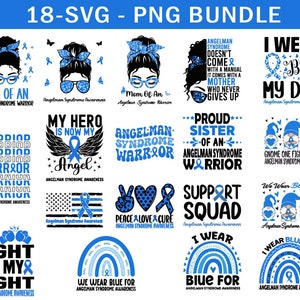 Angelman Syndrome Awareness Svg Png Bundle, Angelman Syndrome Warrior Svg Png, Blue Ribbon Svg ...