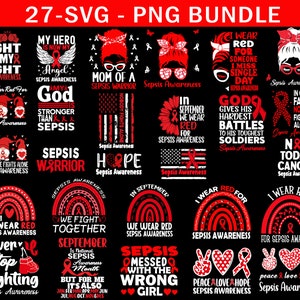 Sepsis Awareness Svg Png Bundle, Bloodstream Infection Septicemia Red ...