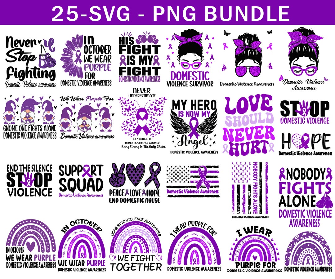 Domestic Violence Awareness Svg Bundle, Purple Ribbon Svg, Stop ...