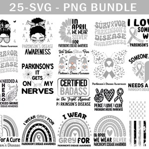 Parkinson's Disease Awareness Svg Png Bundle, Grey Ribbon Svg Cricut ...