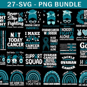 Ovarian Cancer Awareness Svg Png Bundle, Teal Ribbon Svg, Ovarian ...