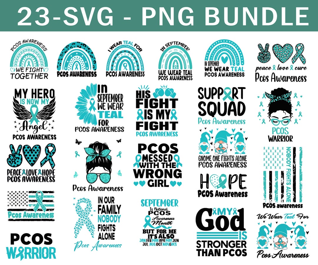 PCOS Awareness Svg Png Bundle, Ovary Syndrome Teal Ribbon Svg, PCOS ...