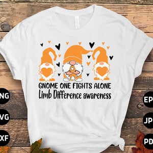 Limb Loss Awareness Svg Png, Gnome One Fights Alone Svg, Orange Ribbon ...