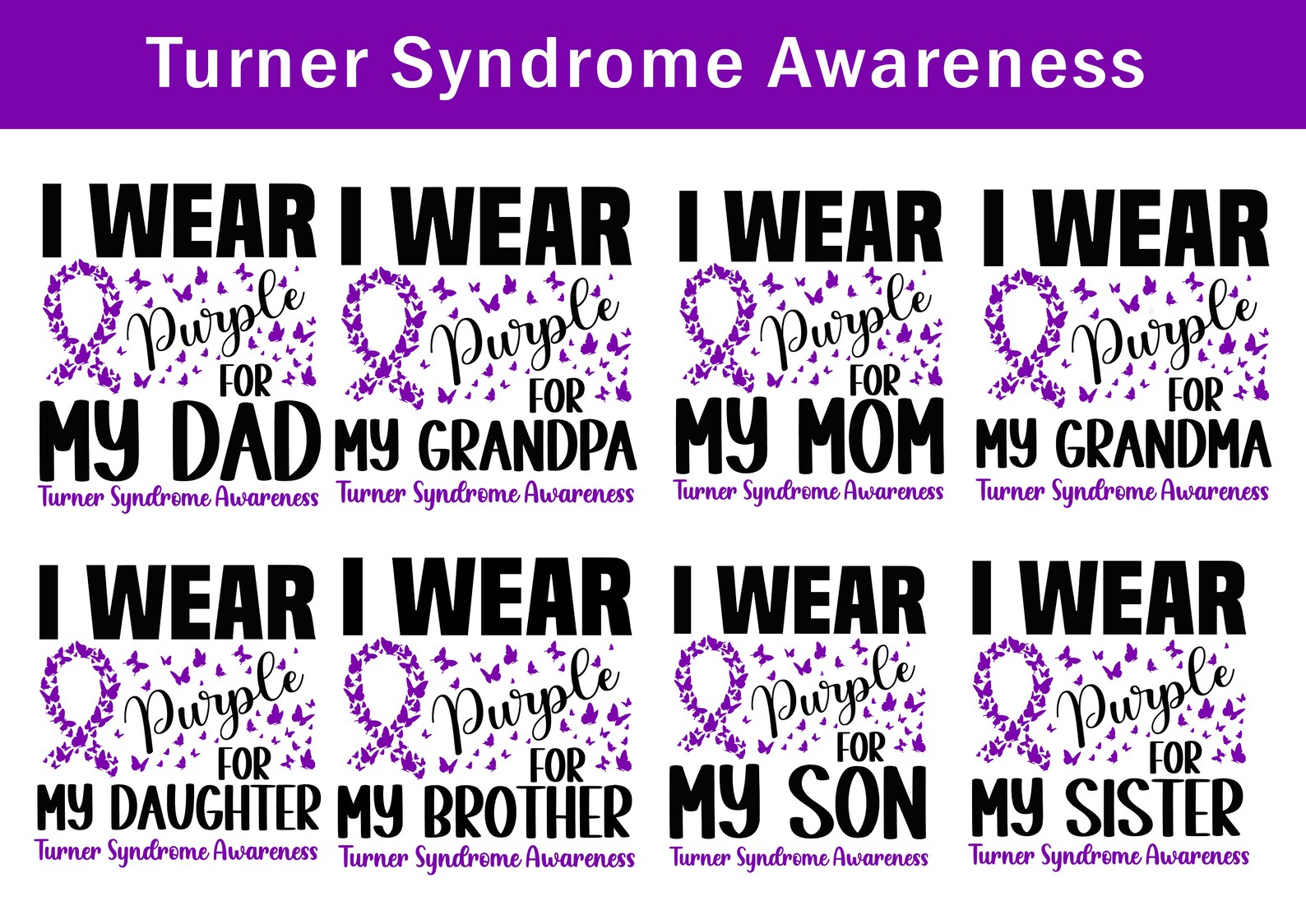 Turner Syndrome Awareness Svg Png Bundle, Purple Ribbon Svg Cricut ...