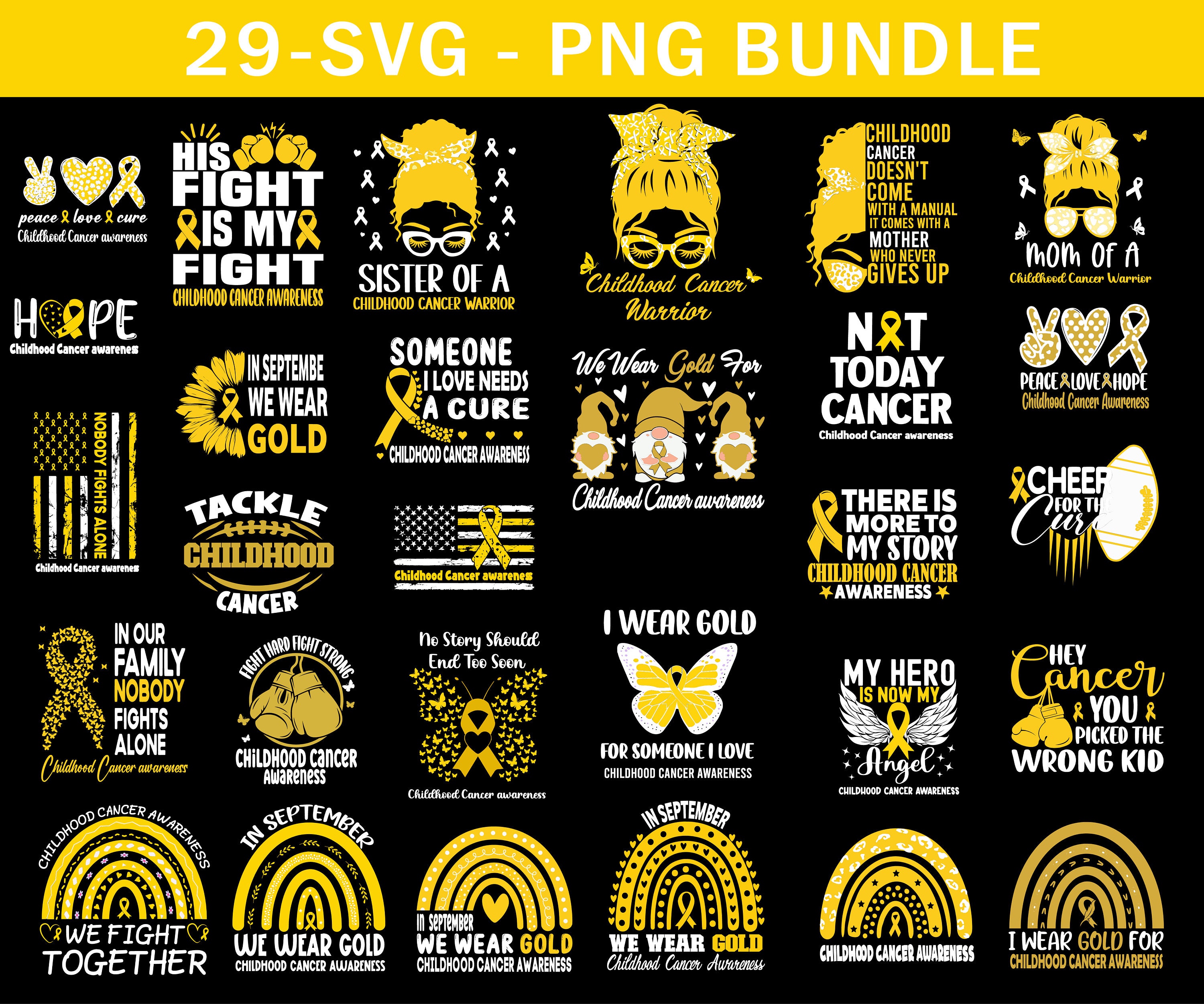 Childhood Cancer Awareness Svg Png Bundle Pediatric Cancer - Etsy