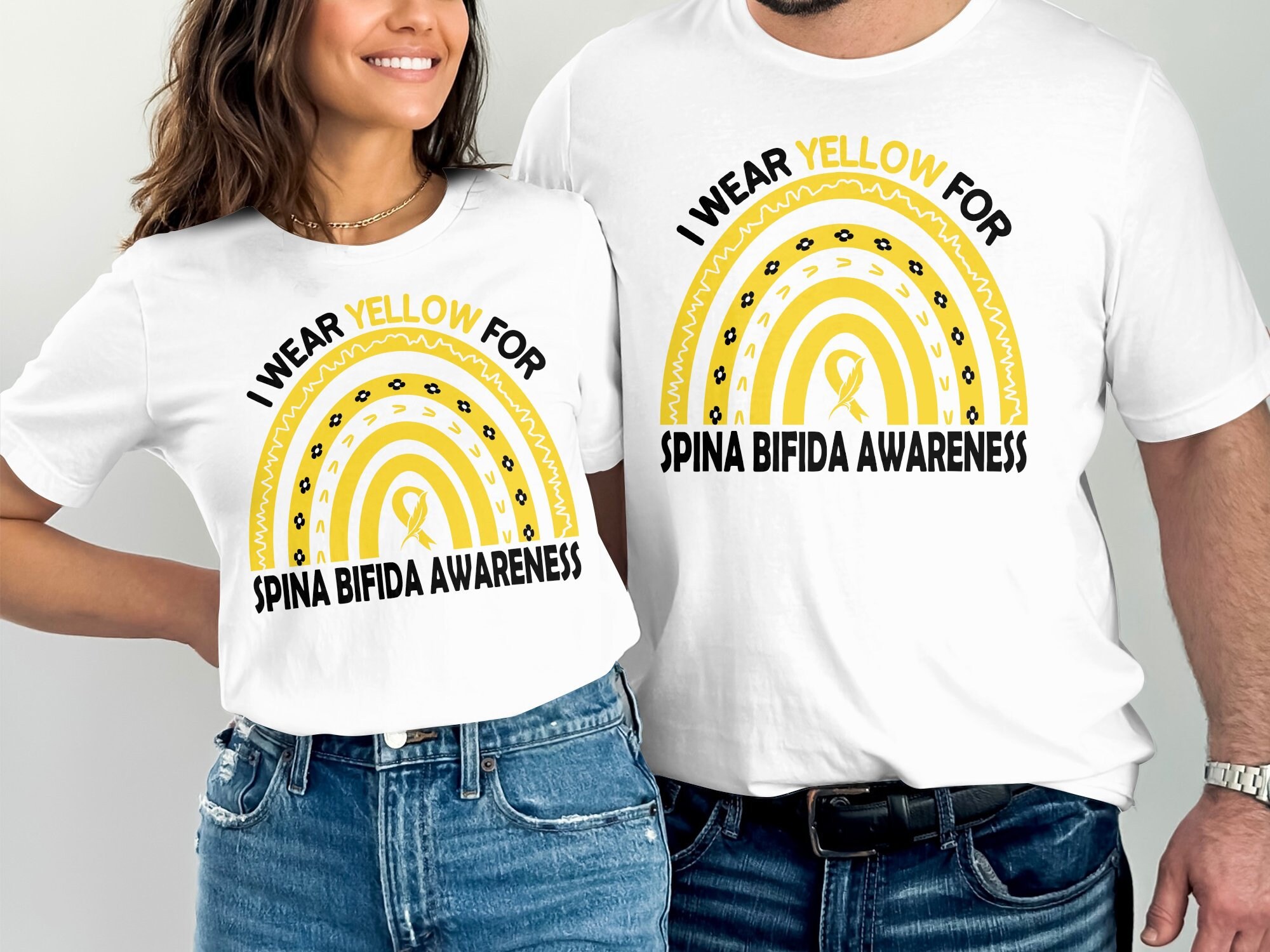 Spina Bifida Awareness Svg Png, I Wear Yellow Spina Bifida Rainbow Svg ...